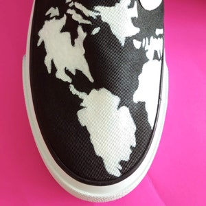 World Map Custom Vans Shoes Painted World Map Customize Slip Ons for ...