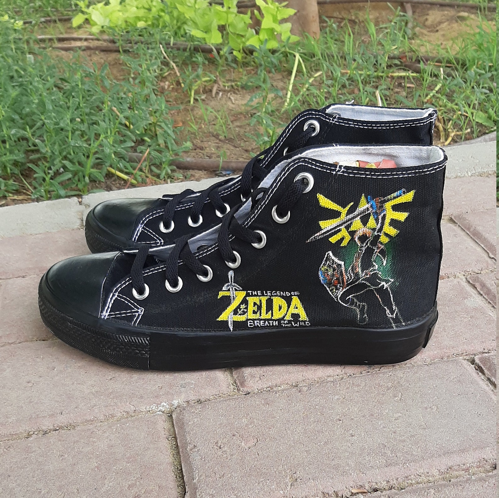 Legend of Zelda Custom Shoes Black High Tops Converse Sneakers - Etsy