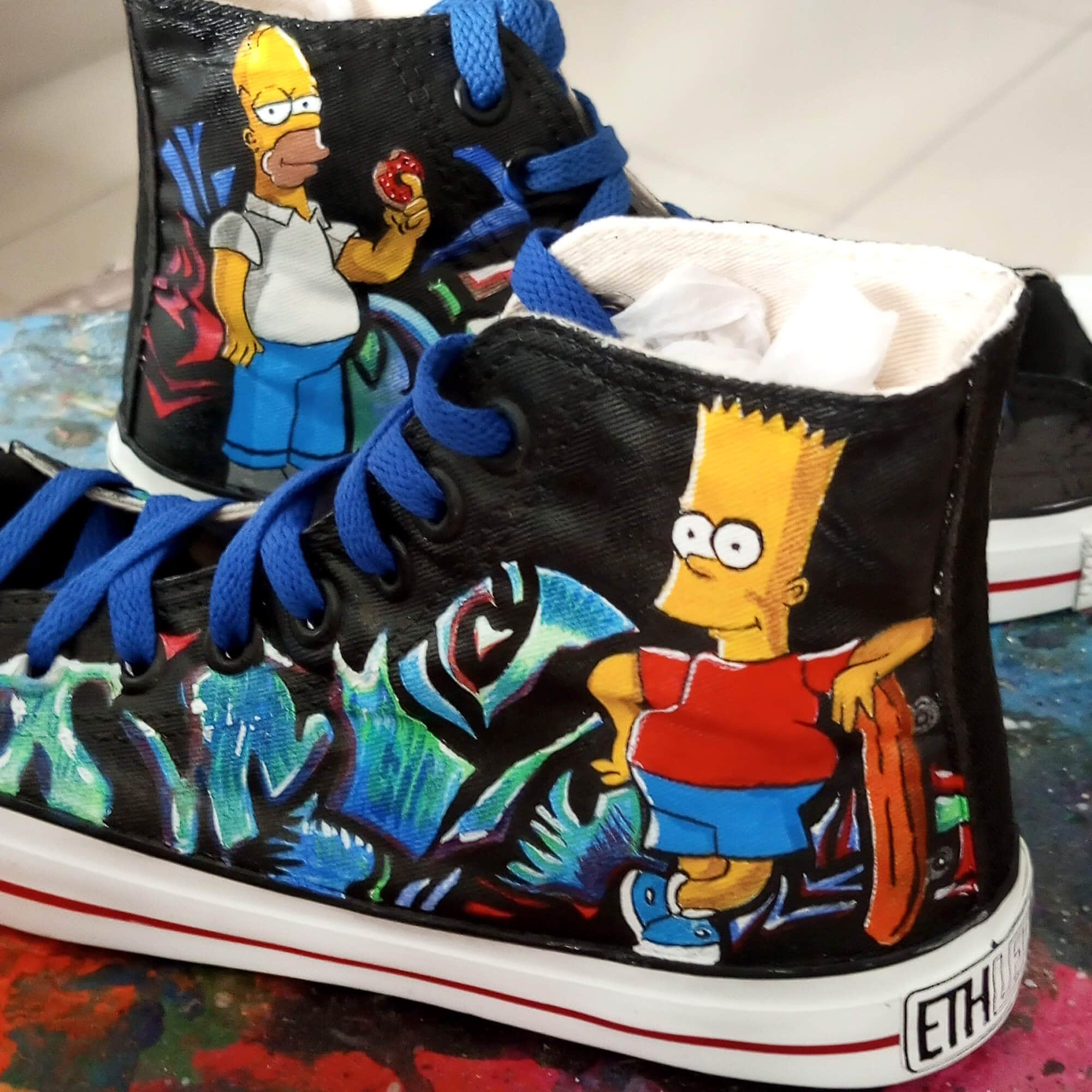 Unique Simpsons Family Custom Painted Shoes Unisex Wearable - Etsy