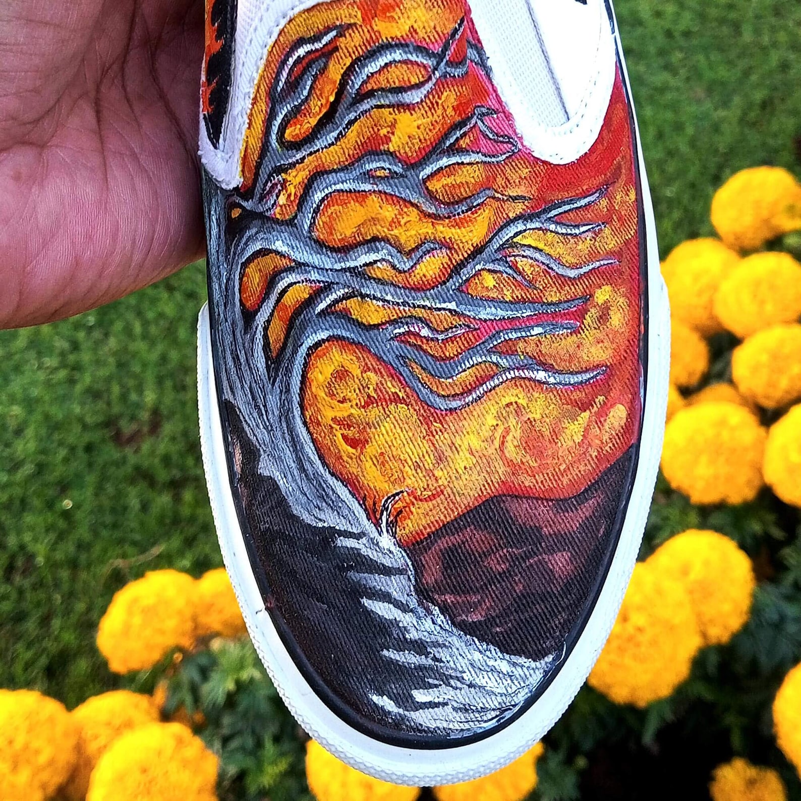 Heaven and Hell Slipon Summer Shoes for Women Custom Vans Painted ...