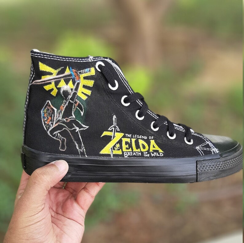 Legend of Zelda Custom Shoes Black High Tops Converse Sneakers - Etsy