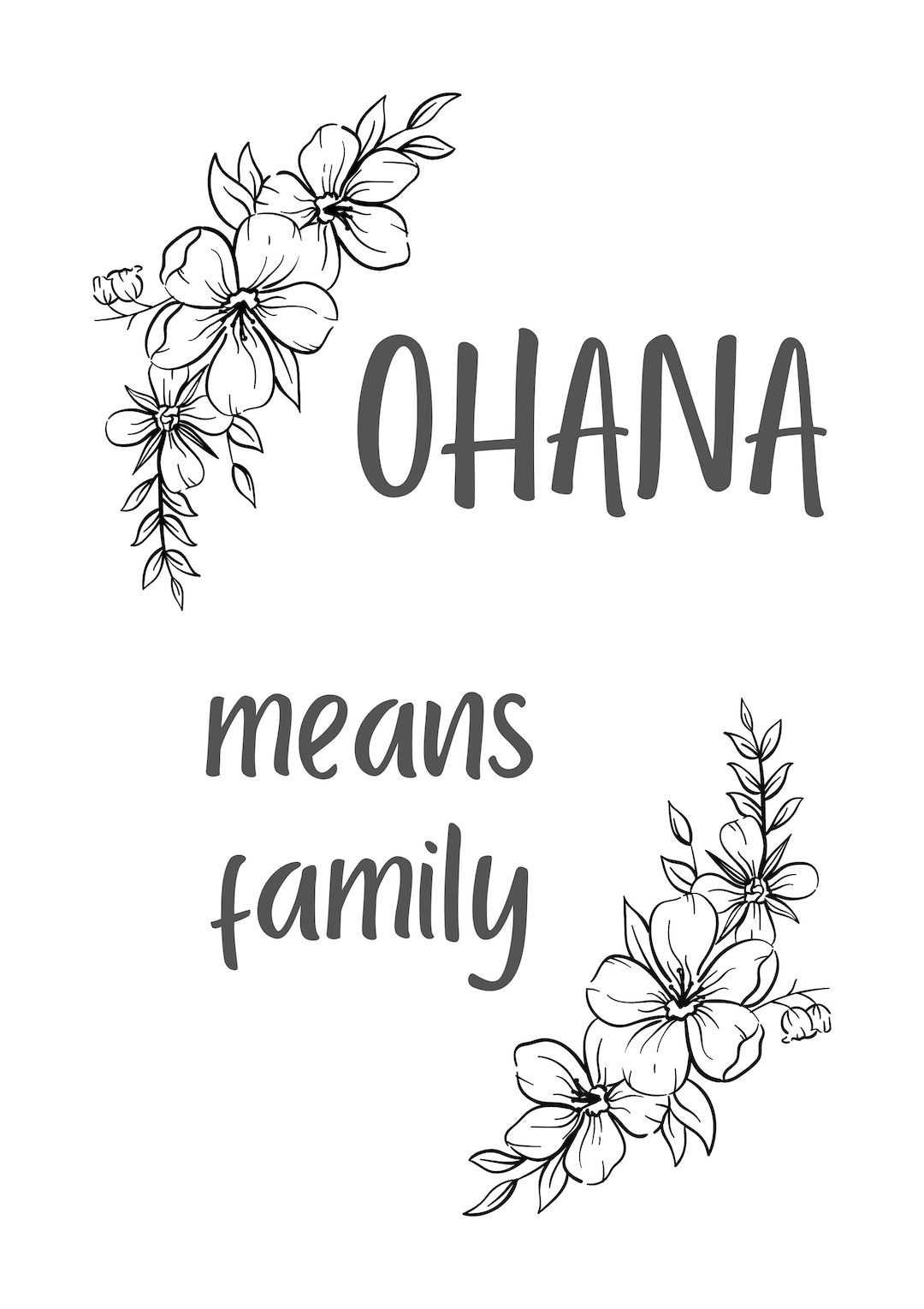 Printable Ohana Means Family Image, Instant Digital Download Template ...