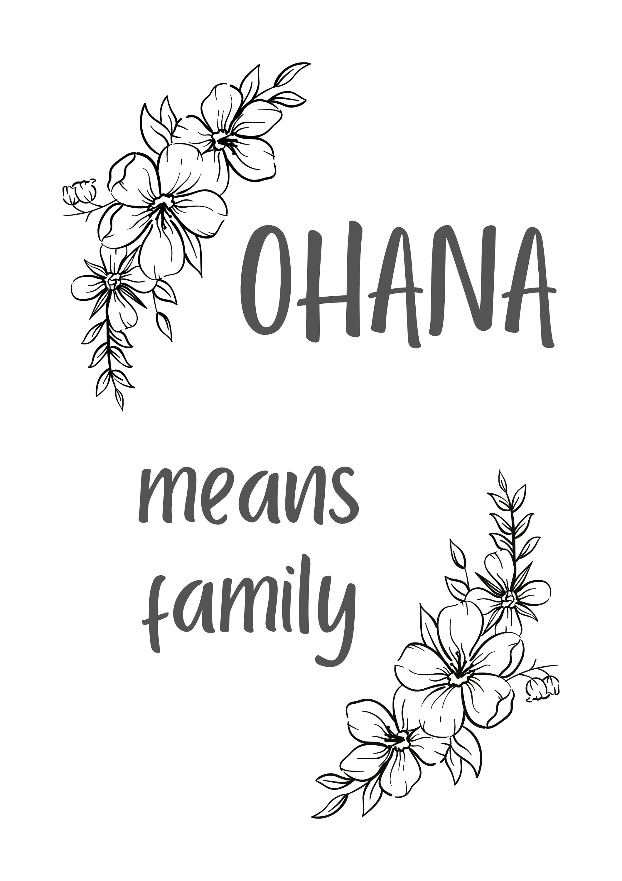 Printable Ohana Means Family Image, Instant Digital Download Template ...