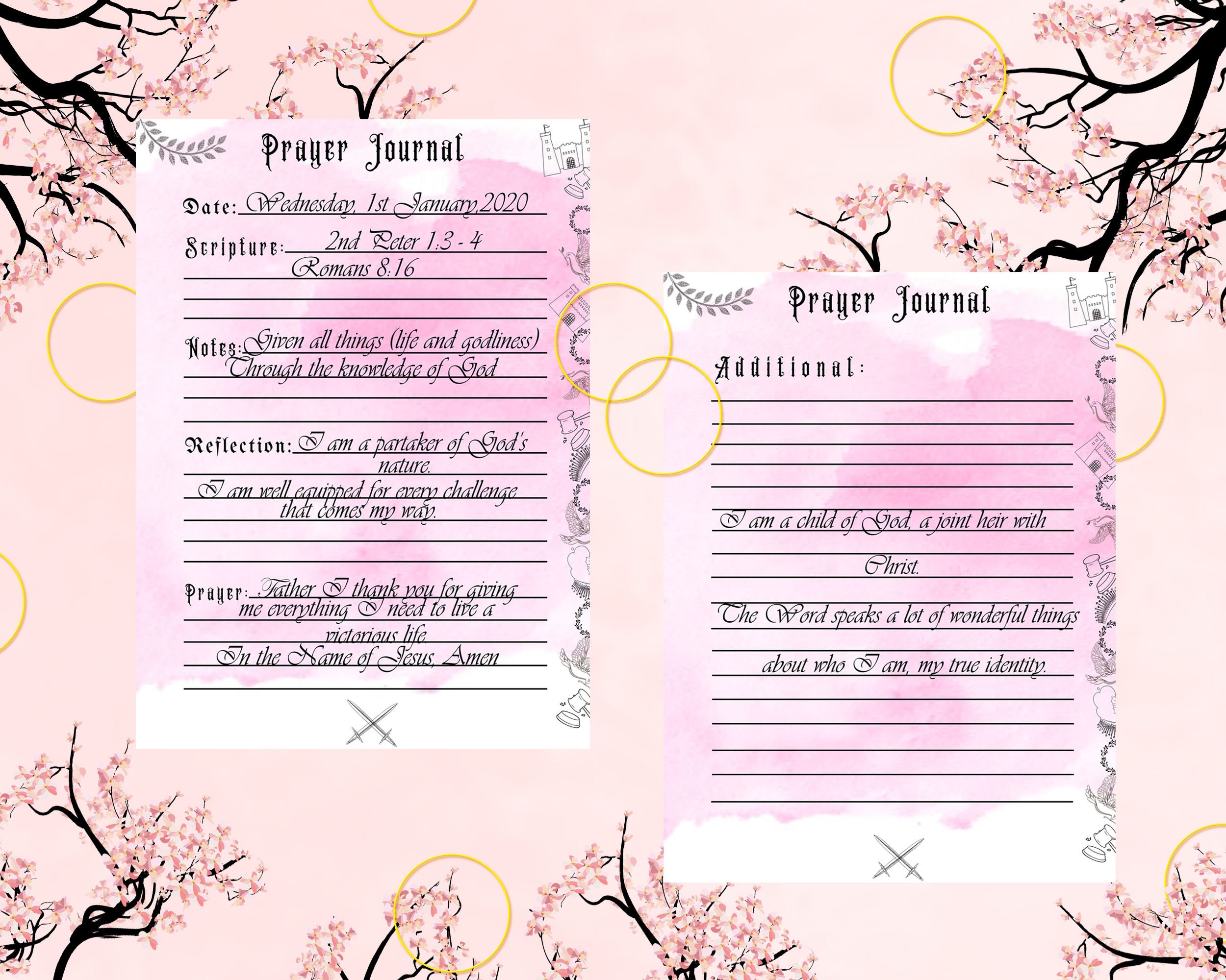Printable Prayer Journal Template, Bible Study Journal Template ...