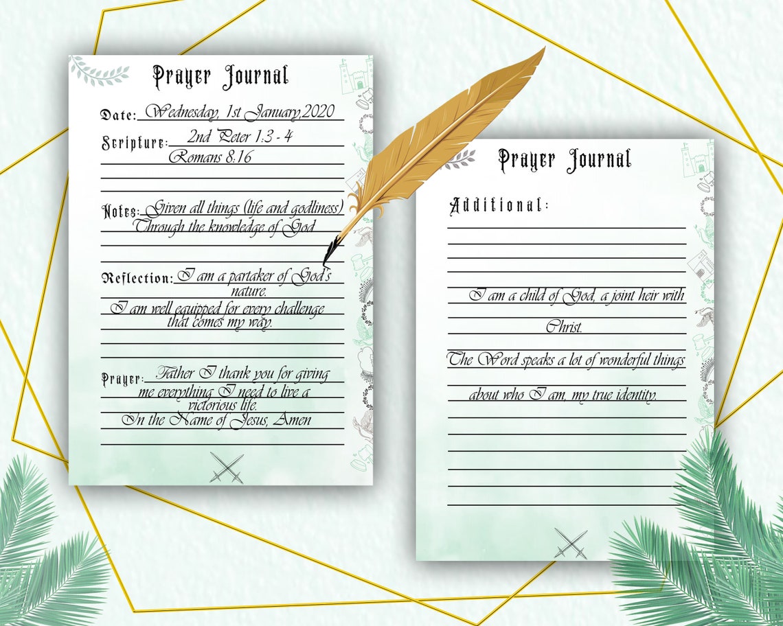 Printable Prayer Journal Template, Bible Study Journal Template ...