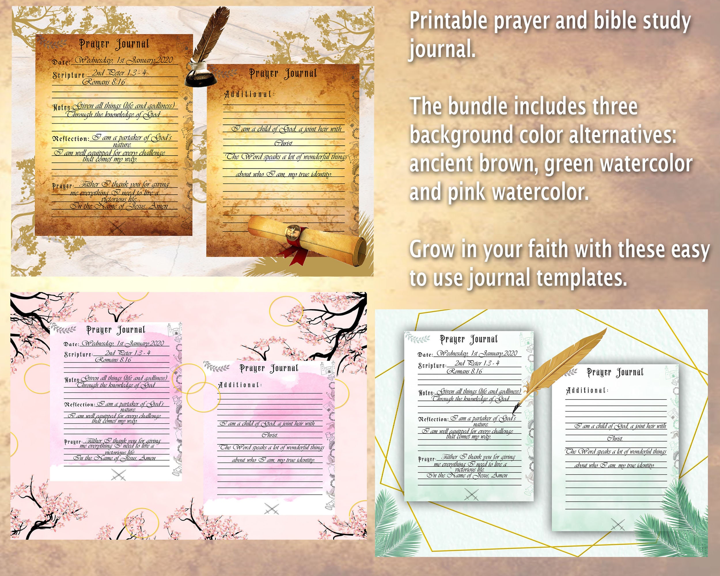 Printable Prayer Journal Template, Bible Study Journal Template ...