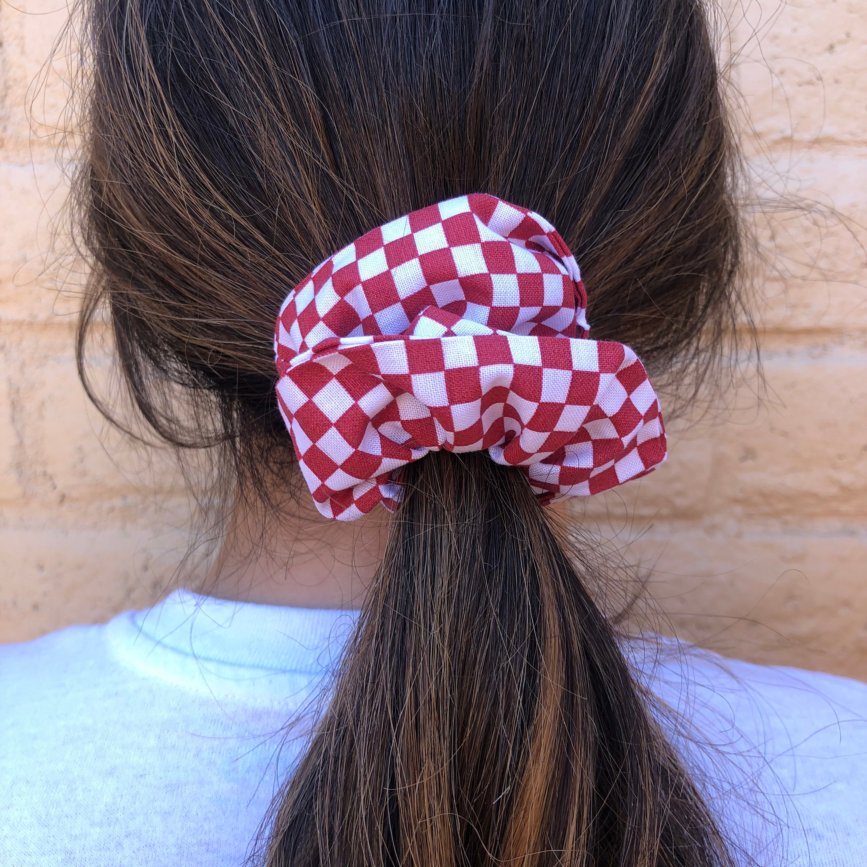 Checkered Scrunchie Red Scrunchie VSCO Scrunchie - Etsy