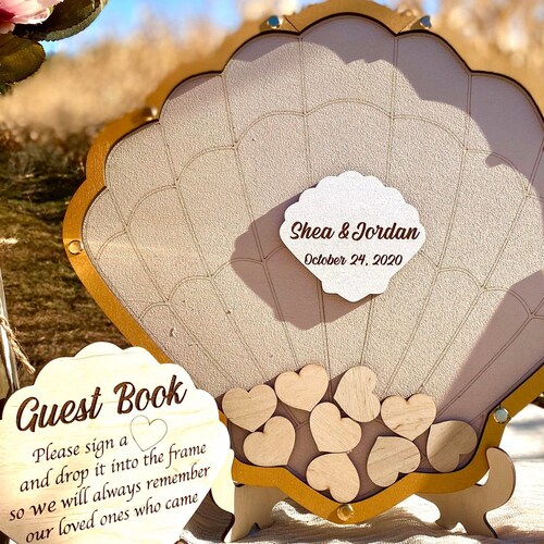 Sea Shell Shape Guest Book Beach Wedding Guestbook Tropical - Etsy