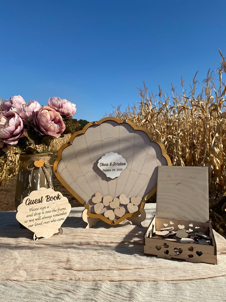 Sea Shell Guest Book Drop Box Alternative Sea Shell Wedding - Etsy
