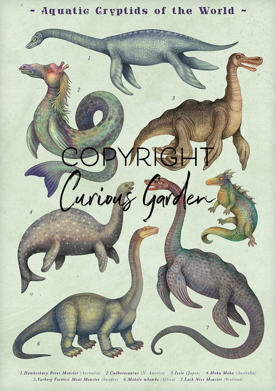 Aquatic Cryptids, Cryptozoology Species, Sea Monsters, Cryptid Art Print, Cryptids Art, Cryptid ...