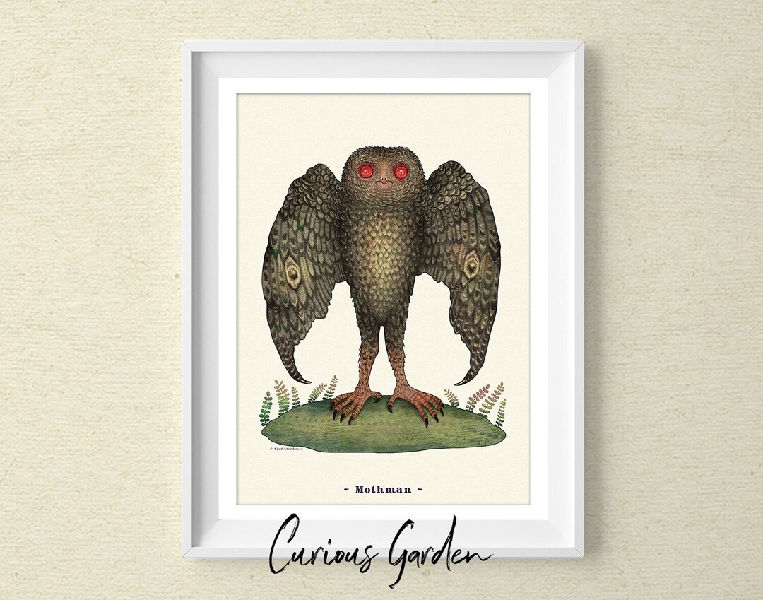 Mothman, Cryptid Art Print, Cryptids Art, Cryptid Artwork, Cryptozoology - Etsy