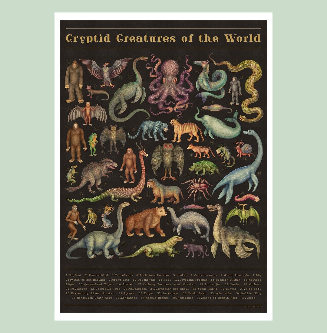 Cryptids of the World - Art Print - Etsy