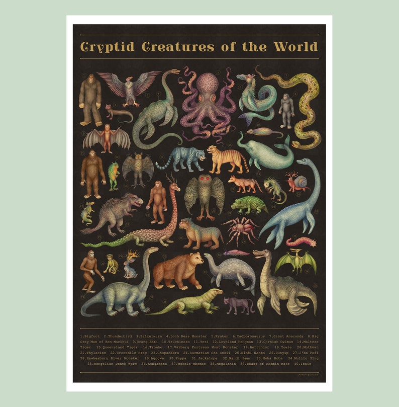 Cryptids of the World Art Print - Etsy