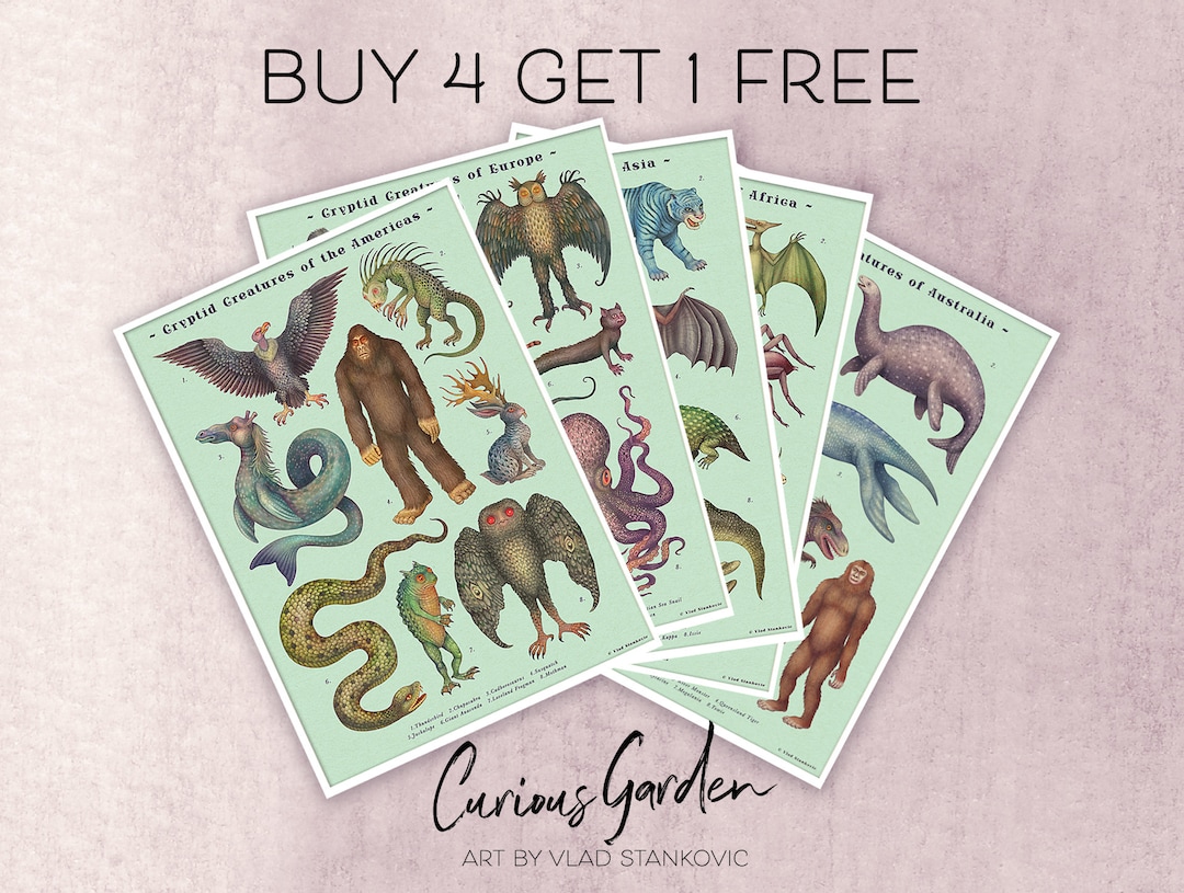 Cryptids Art Prints Collection Buy 4 Get 1 FREE! - Etsy