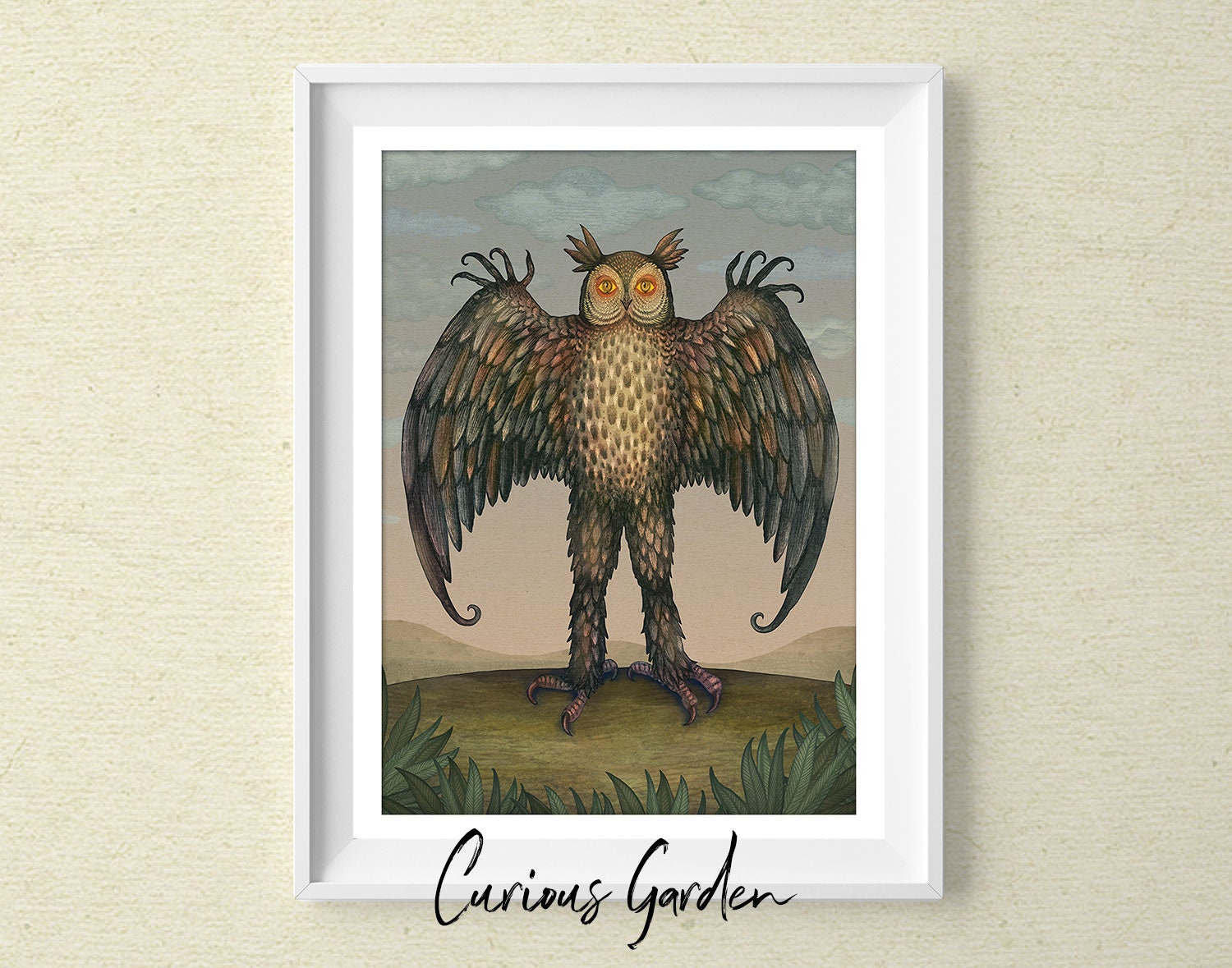 Cornish Owlman Cryptid Art Print - Etsy Australia