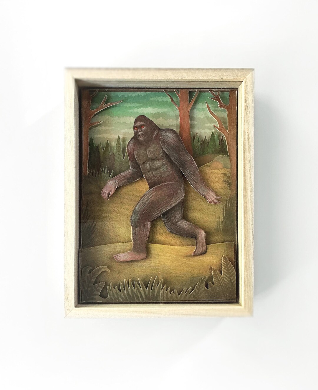 Bigfoot Diorama Shadow Box: Handmade Sasquatch Forest Scene - Etsy