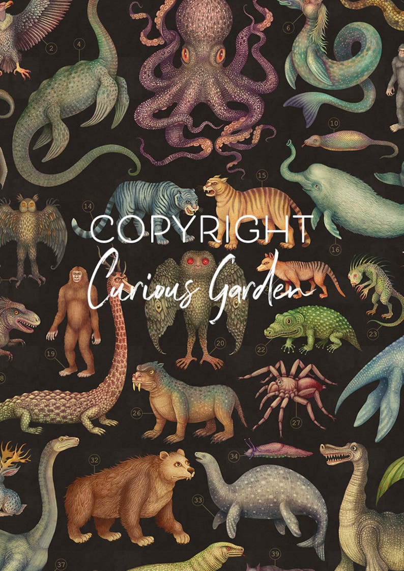 Cryptids of the World Art Print - Etsy