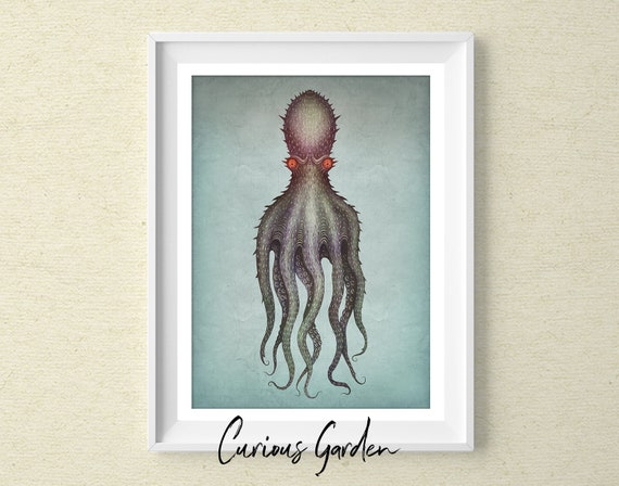 Gigantic Octopus Art Print Cryptids Cryptozoology - Etsy