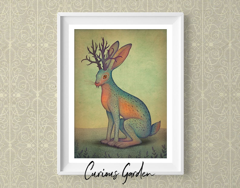 Jackalope Cryptid Art Print - Etsy