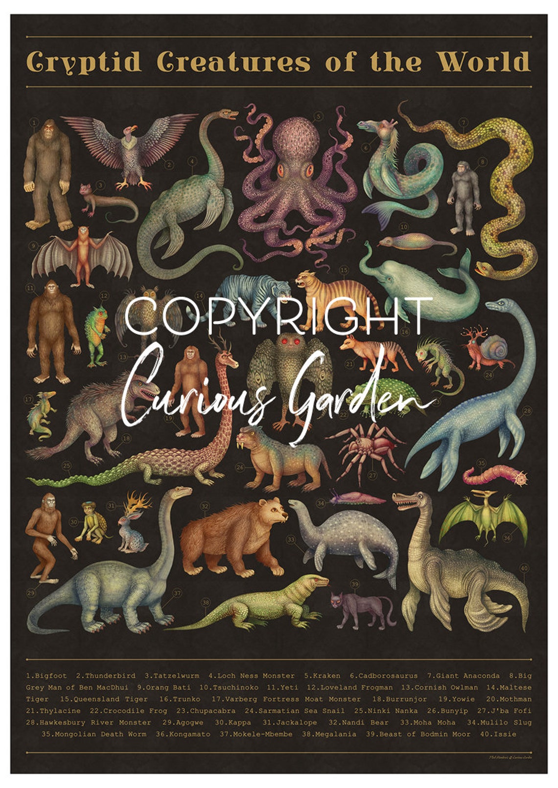 Cryptids of the World Art Print - Etsy