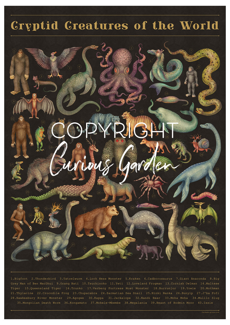 Cryptids of the World Art Print - Etsy