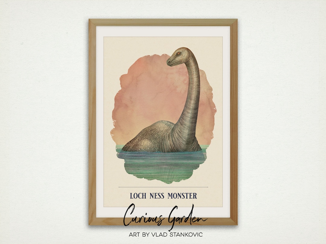 Loch Ness Monster, Nessie Art Print, Sea Serpent, Cryptid Art Print ...