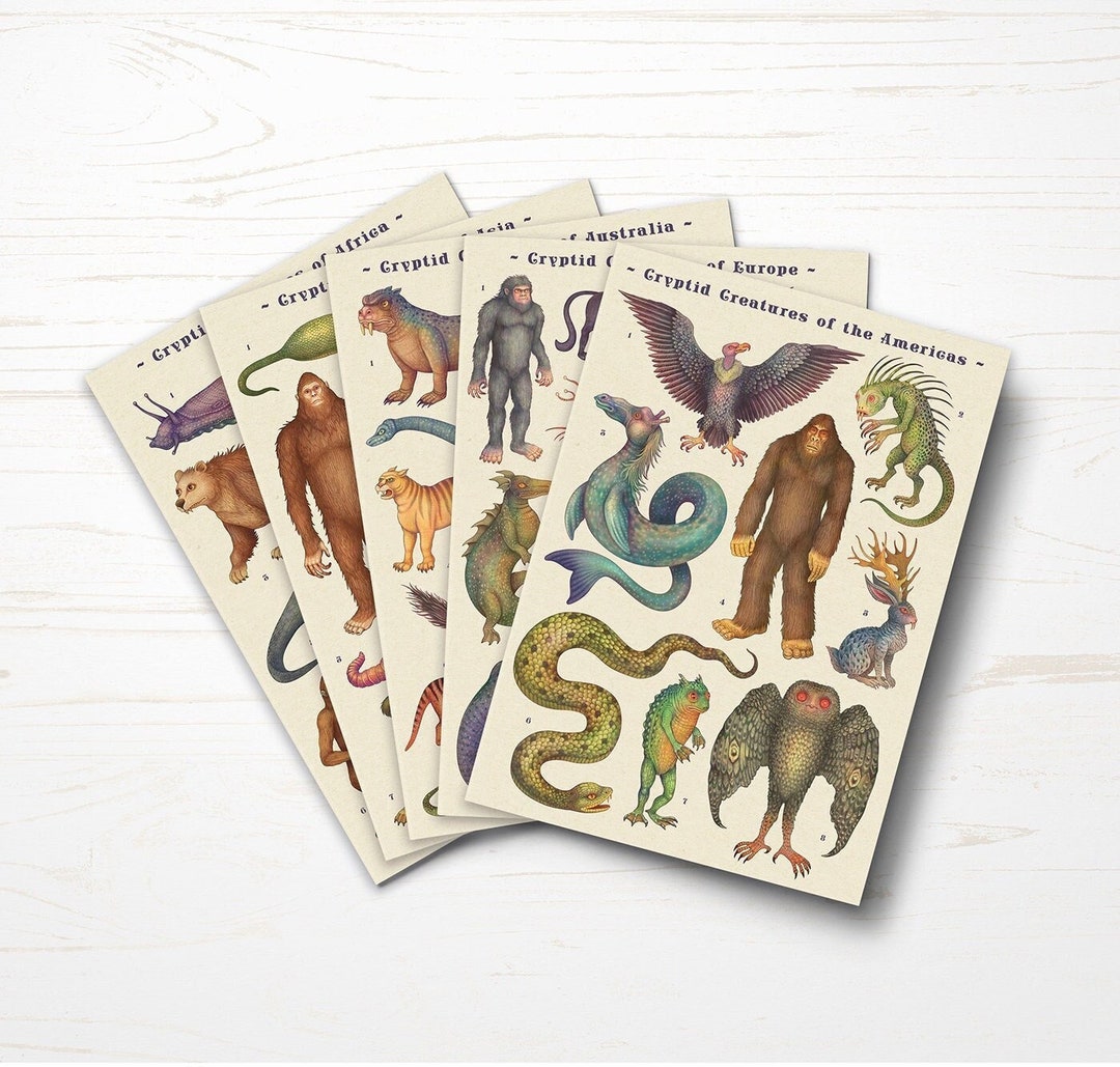 Cryptid Greeting Cards: Cryptozoology Art, Bigfoot & Kraken - Set of 8 ...