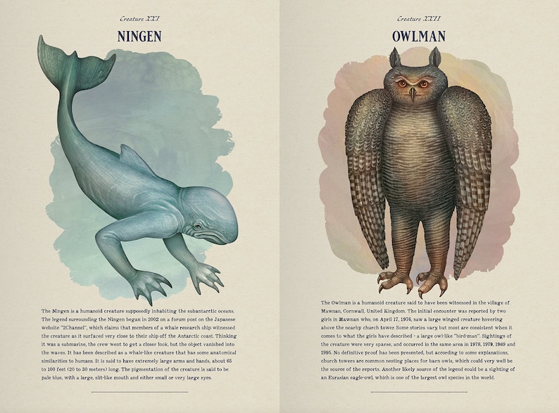 Cryptid Animals Picture Book: Mythical Beasts Illustrated Hardcover - Etsy