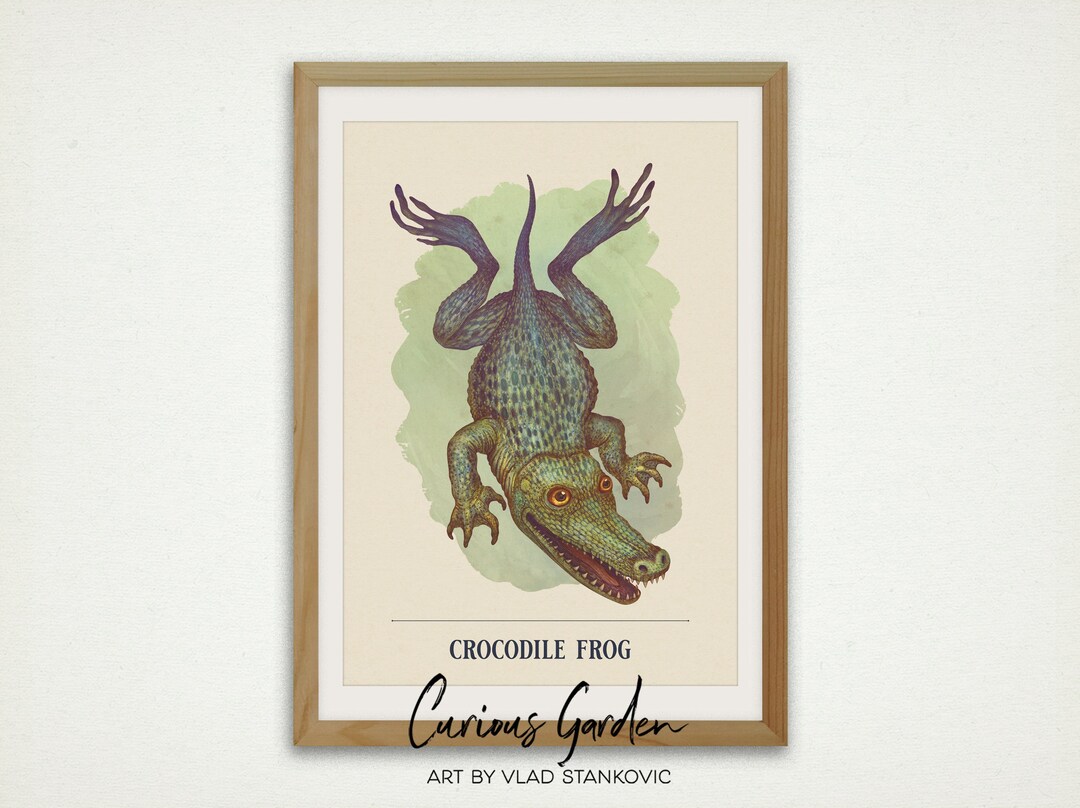 Crocodile Frog, Crocodile Frog Art, Cryptid Art Print, Cryptozoology ...