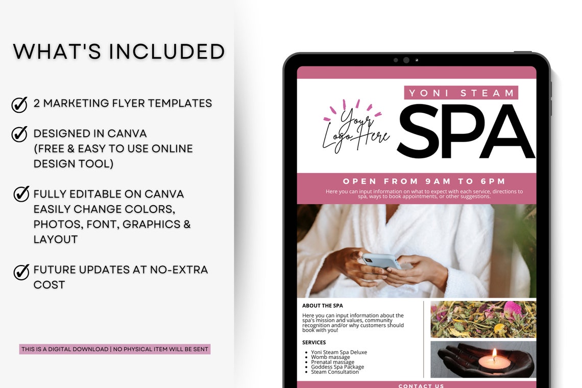 2 Yoni Steam Spa Flyer Templates Canva, V-steam, Yoni Practitioner ...