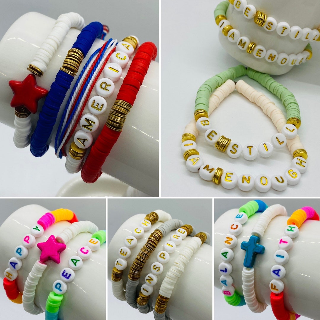 CUSTOM Stackable Disc Bead Bracelets - Etsy