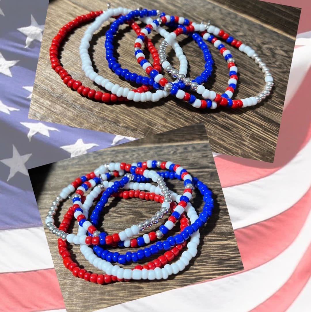 4TH OF JULY Beaded Bracelet Set of 5 - Etsy