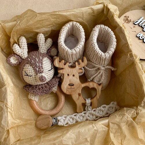 Deer Baby Gift Box for Pregnant Sister Deer Rattle Woodland | Etsy