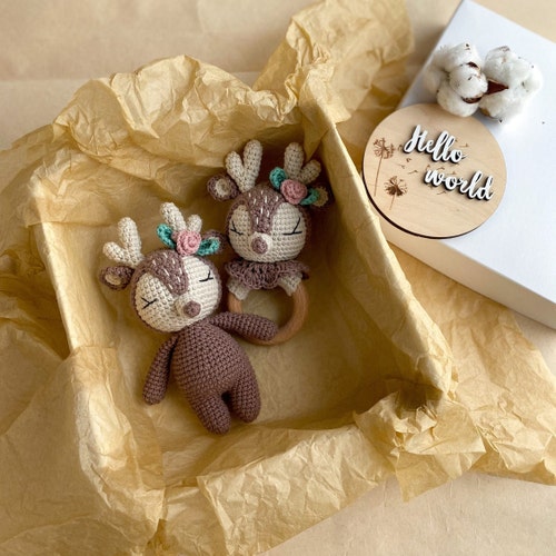 Deer Baby Gift Box for Pregnant Sister Deer Rattle Woodland | Etsy