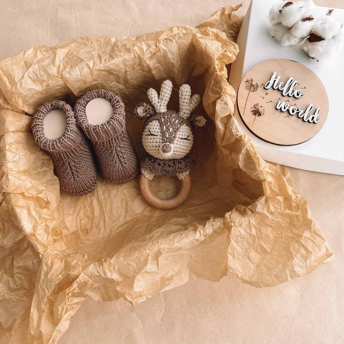 Deer Baby Gift Box for Pregnant Sister Deer Rattle Woodland - Etsy