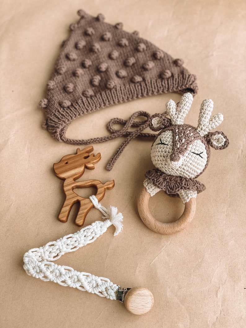 Deer baby gift box for pregnant sister Deer rattle Woodland | Etsy