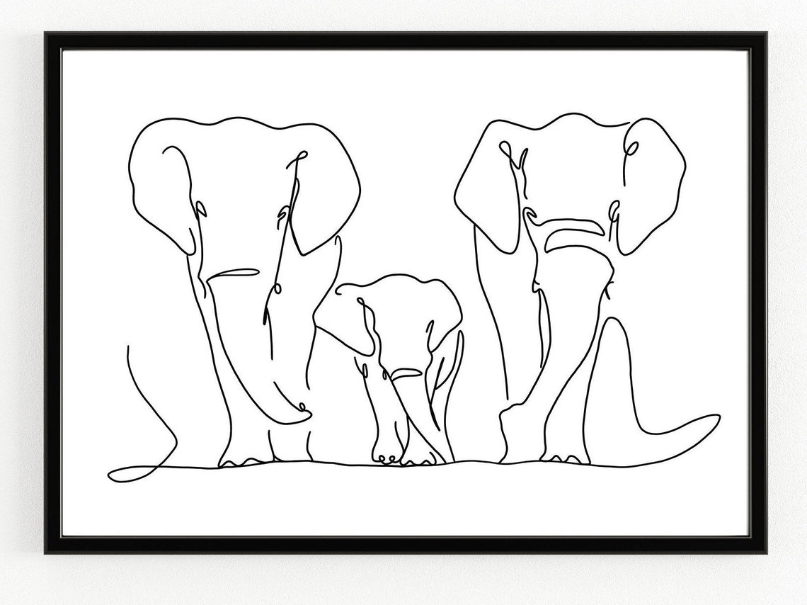 Elephant Line Art Print Abstract Animal Art Home Decor Wall Art Elephant Line Art Print Abstract Animal Art Home Decor Wall Art