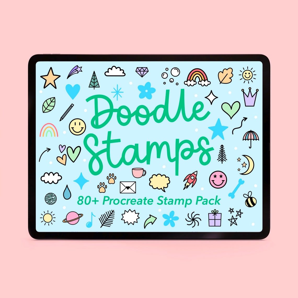 Doodle Procreate Stamp Brushes 80 Stamps for Procreate BW | Etsy