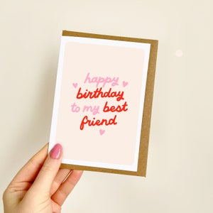 Happy Birthday to My Best Friend red Bestie Birthday Card, Best Friends ...