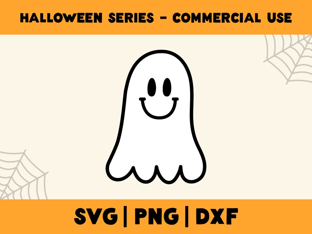Smiley Ghost Halloween SVG PNG DXF Cut File for Cricut or - Etsy