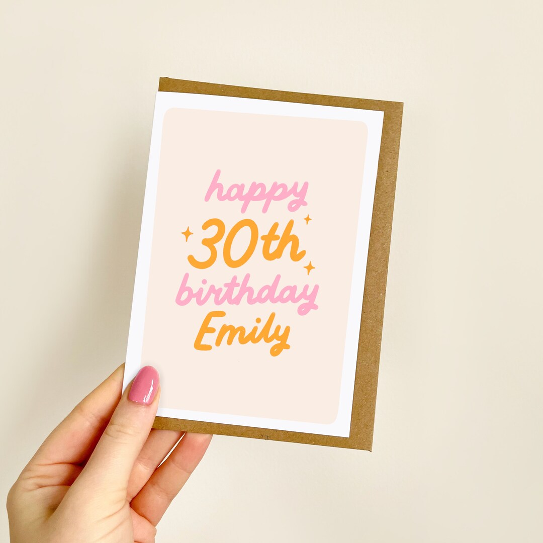 PERSONALISED 30th Birthday Card orange Birthday Age Card, Thirty ...