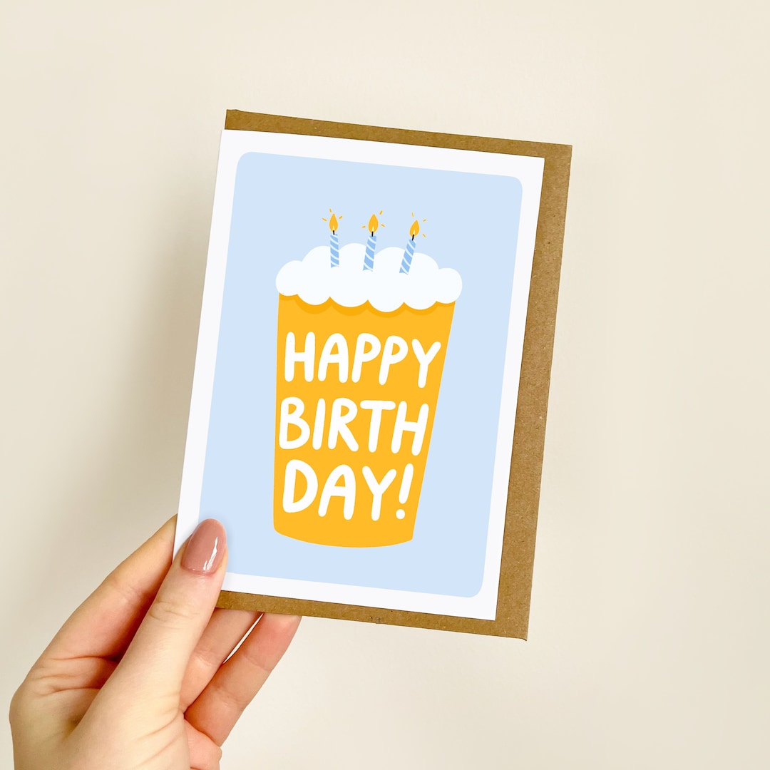 Beer Birthday Card - Blue | Birthday Beer, Birthday Pint, Birthday Card ...