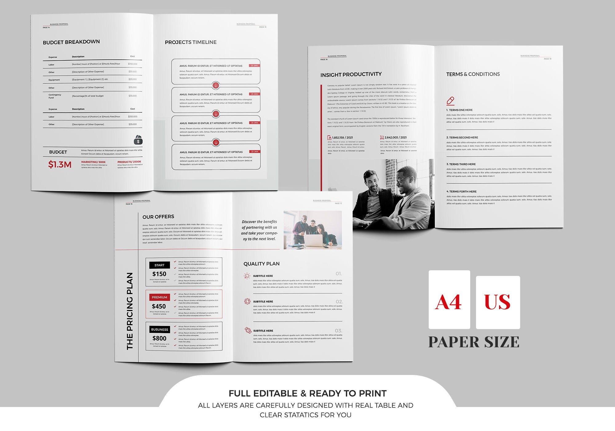 Canva Proposal, A4 and US Letter Sizes, 20 Unique Custom Pages, MS Word ...