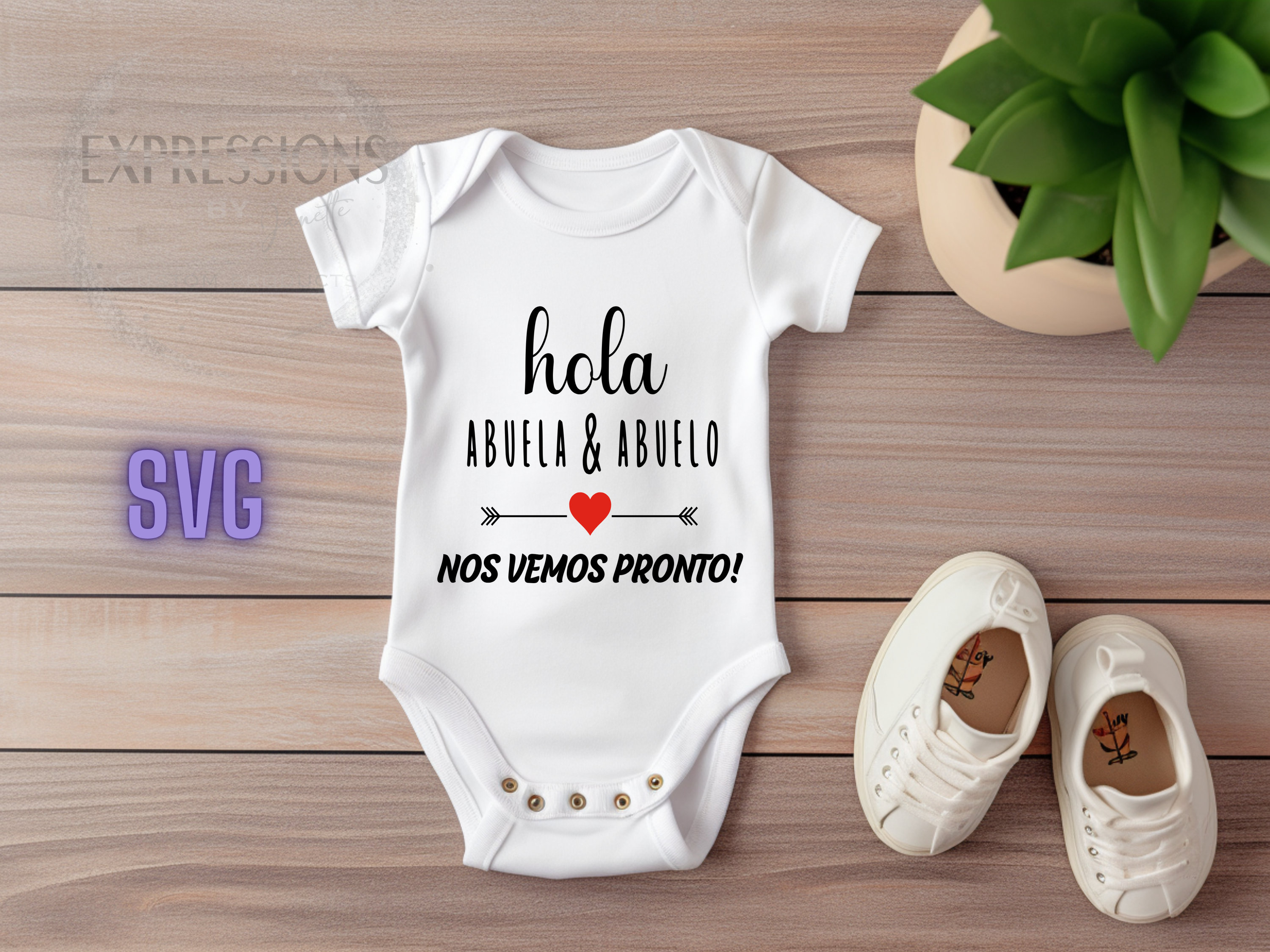 Hola Abuelos SVG, Hello Grandparents in Spanish, Birth Announcement ...