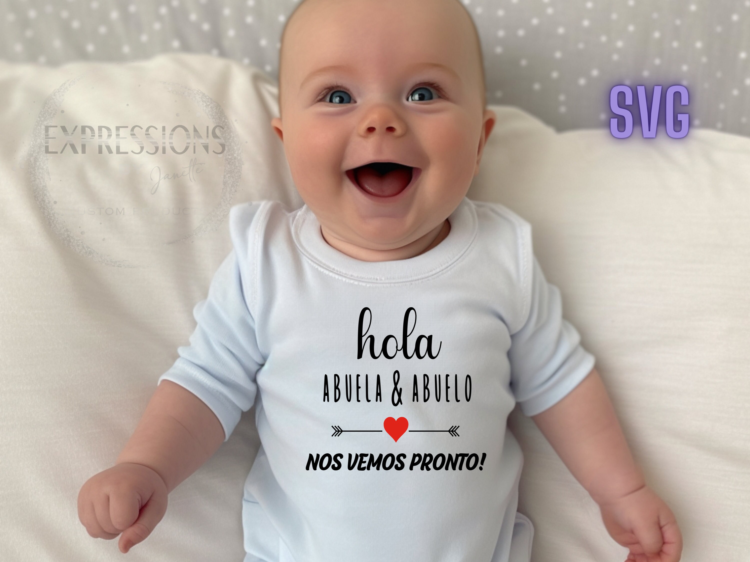 Hola Abuelos SVG, Hello Grandparents in Spanish, Birth Announcement ...