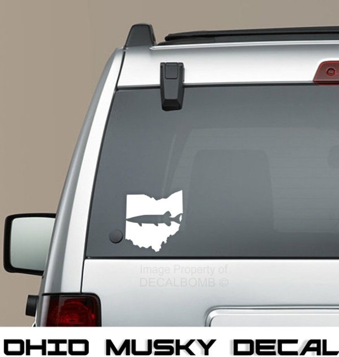 Ohio Muskie Fishing Decal Sticker Fish Worm Pike Boat Lure Bait State ...