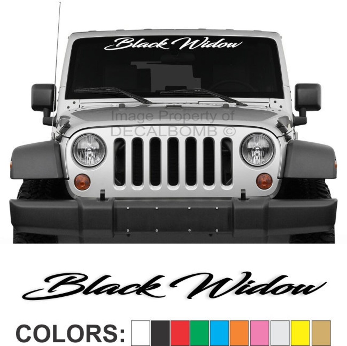 Black Widow Windshield Decal "script1" Sticker Vinyl Import Diesel ...