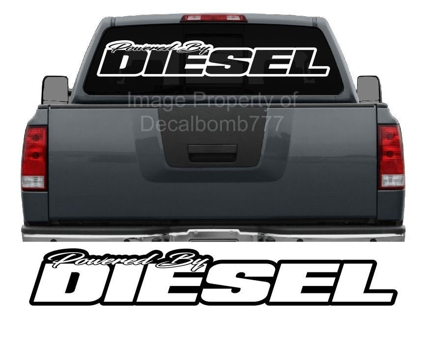 Powered By Diesel Windshield Decal Outline Sticker Vinyl Import Diesel ...