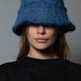 Blue Bucket Hat Handmade Hat Wool Panama Knit Hat - Etsy