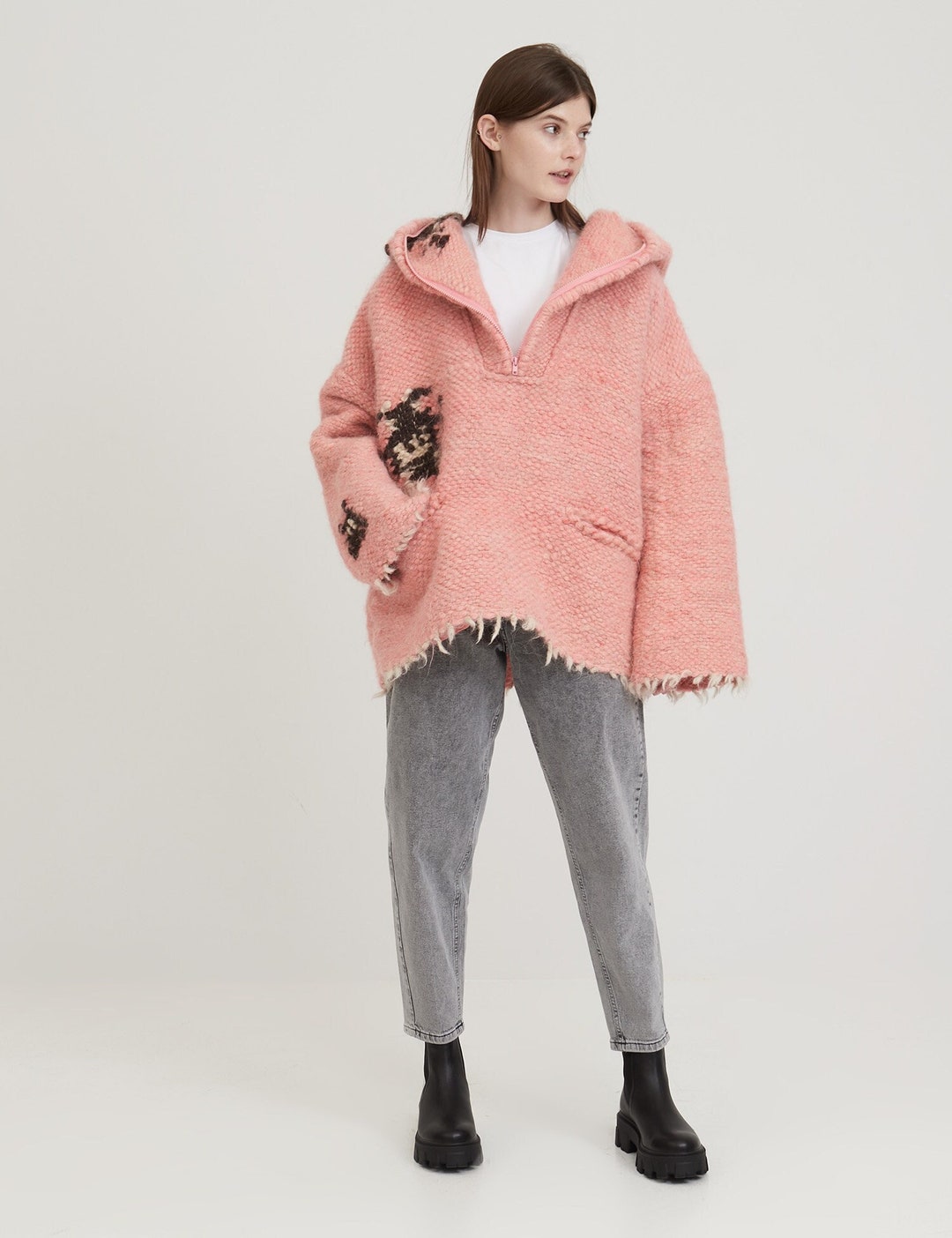 Pacman, Fashionable Dusty Pink Oversize Jacket anorak With Hood and ...